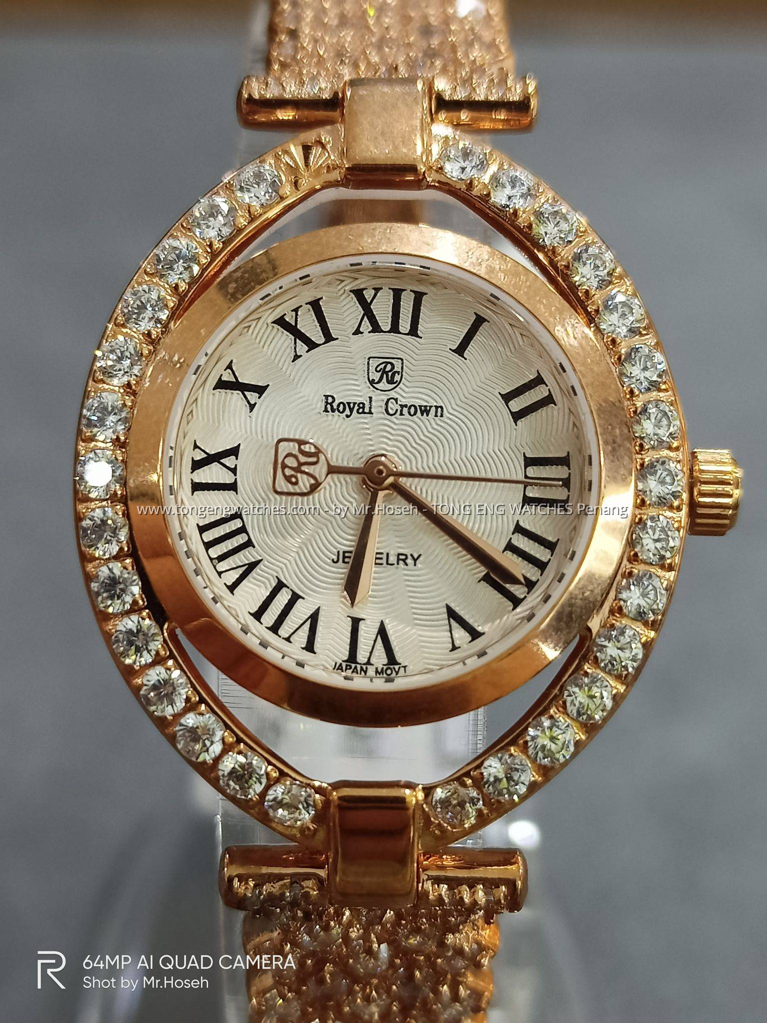 Royal Crown Crystal Bracelet Watch 4016B-RG-1M