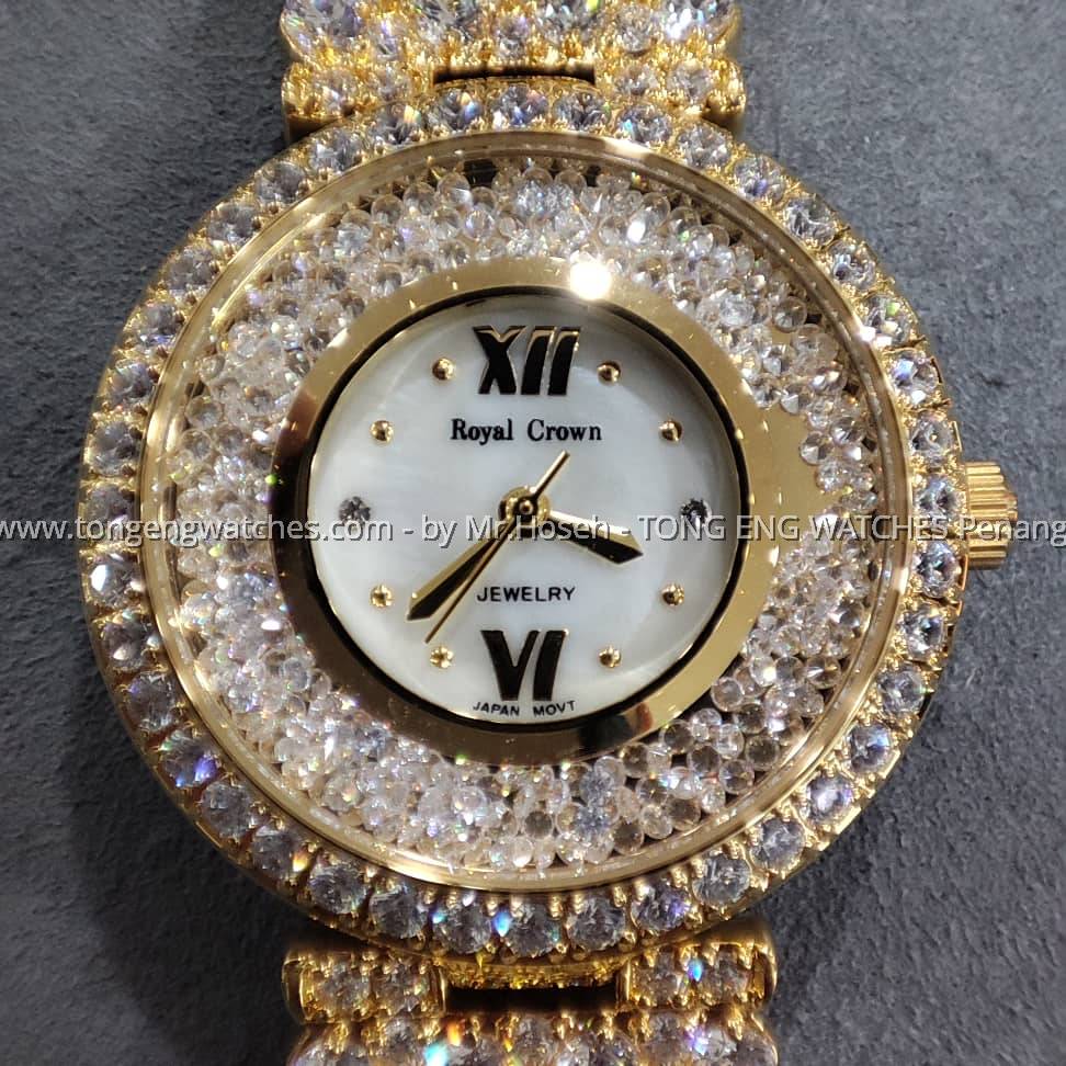 Royal Crown Crystal Bracelet Watch 2606B-GP-1M