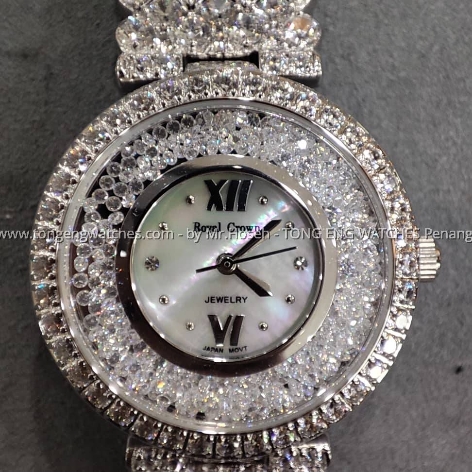 Royal Crown Crystal Bracelet Watch 2606B-SS-1M