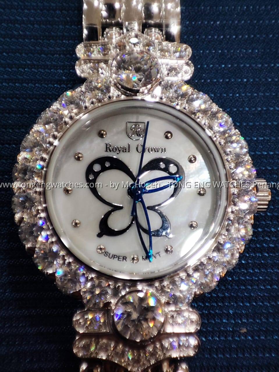 Royal Crown Crystal Bracelet Watch 3844B-SS-1M