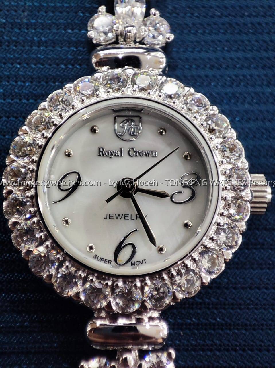 Royal Crown Crystal Bracelet Watch 63804B-SS-1M