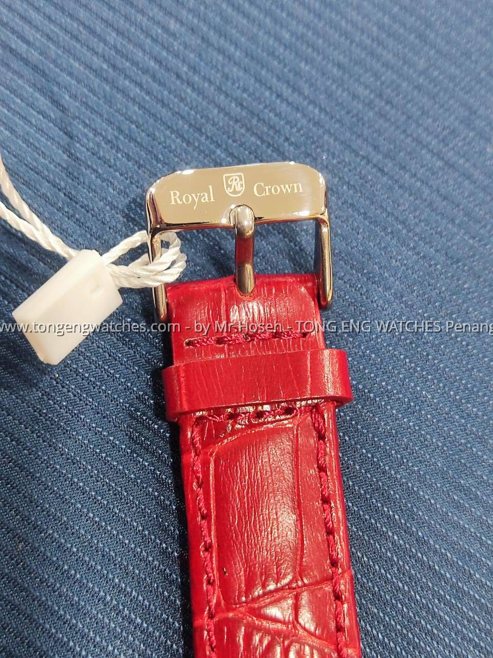 Royal Crown Crystal Leather Watch 6116L-STR-8