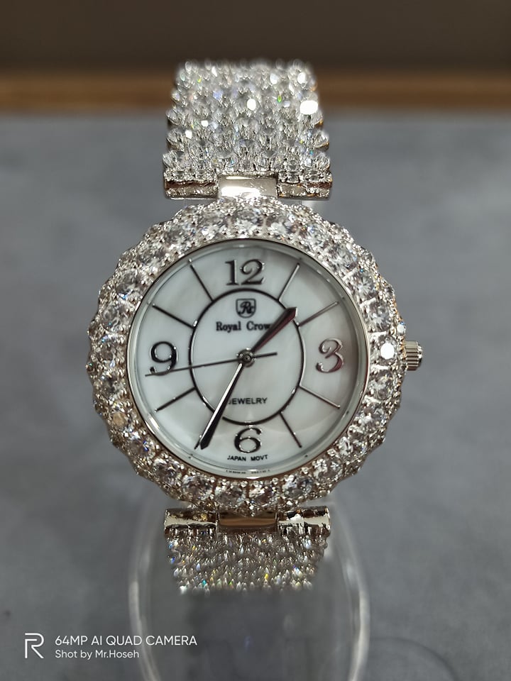 Royal Crown Crystal Bracelet Watch 2607G-SS-1M